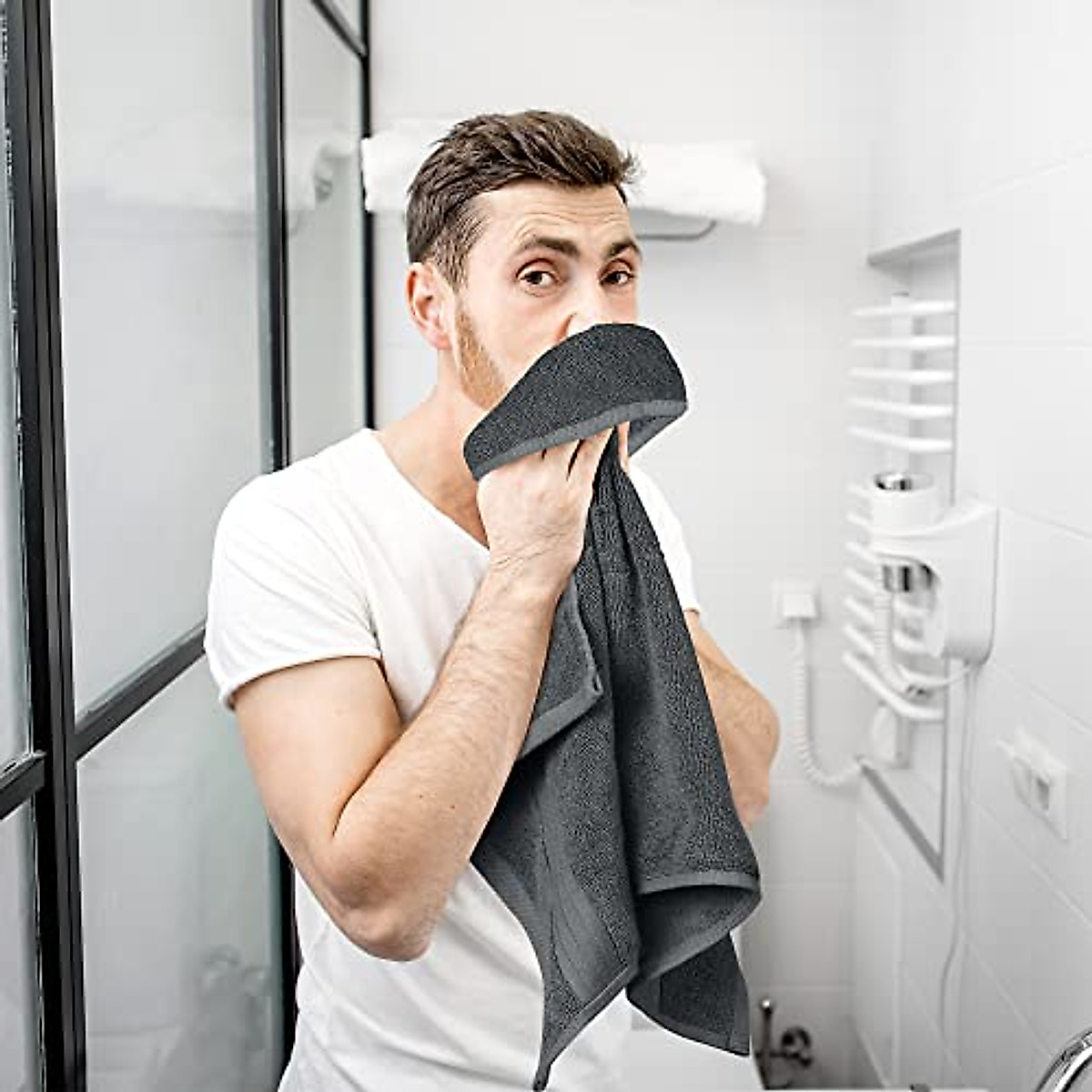 Utopia Towels 6 Piece Premium Hand Towels Set, (16 x 28 inches) 100% Ring Spun Cotton, Lightweight and Highly Absorbent Towels for Bathroom, Travel, Camp, Hotel, and Spa (Grey)