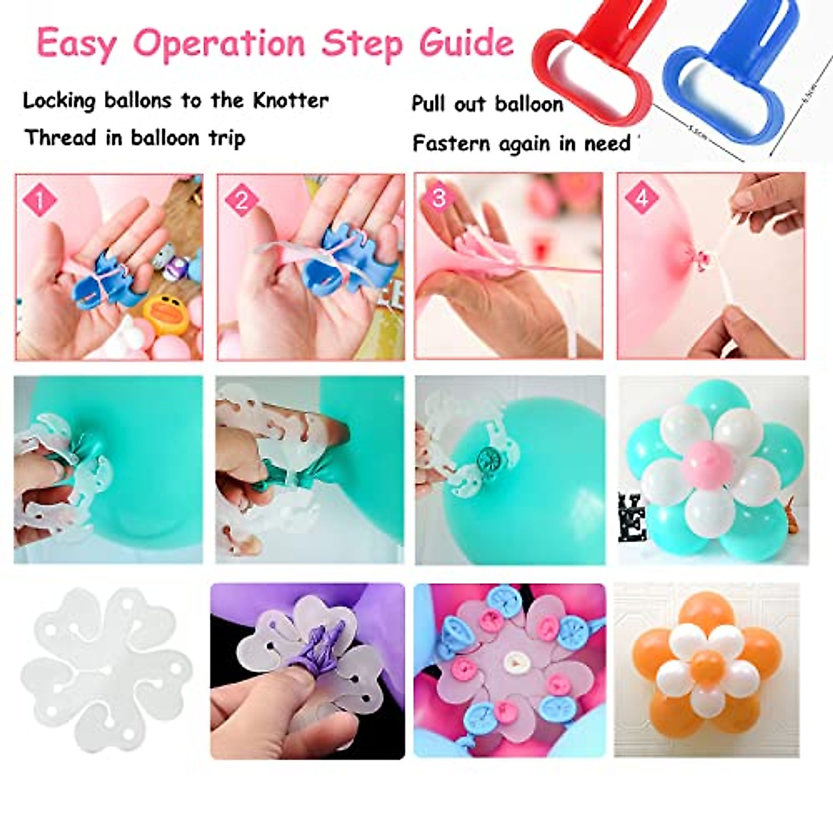 5FT Balloon Column Stand Kit Set of 2 Balloon Stands Arch Kit With Base 2 Table Balloon Stand Balloon Clips Knotter for Wedding Baby Shower Birthday Bachelorette Party Supplies