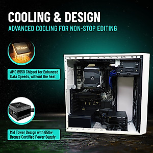 CPU Solutions Express Video Editing PC, CEV-8446 - Advanced HD, 4K Video Editing Workstation - Ryzen 9 5900X, 4.7GHz 12-Core, 64GB RAM, 1TB NVMe SSD, 2TB HDD, Quadro RTX A2000, Windows 11 Pro