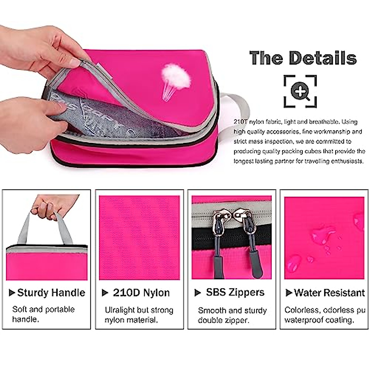 Dec-Mec 4Set Nylon Compression Packing Cubes Expandable Packing Organizers for Carry on suitcase, Compression Cubes with Shoe Bag for Travel Accessories Luggage