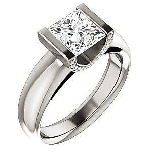 Mois 2 CT Princess Cut Colorless Moissanite Engagement Ring Wedding/Bridal Rings, Diamond Rings, Anniversary Solitaire Halo Accented Promise Vintage Antique Gold Silver Rings Perfact for Gift (6)