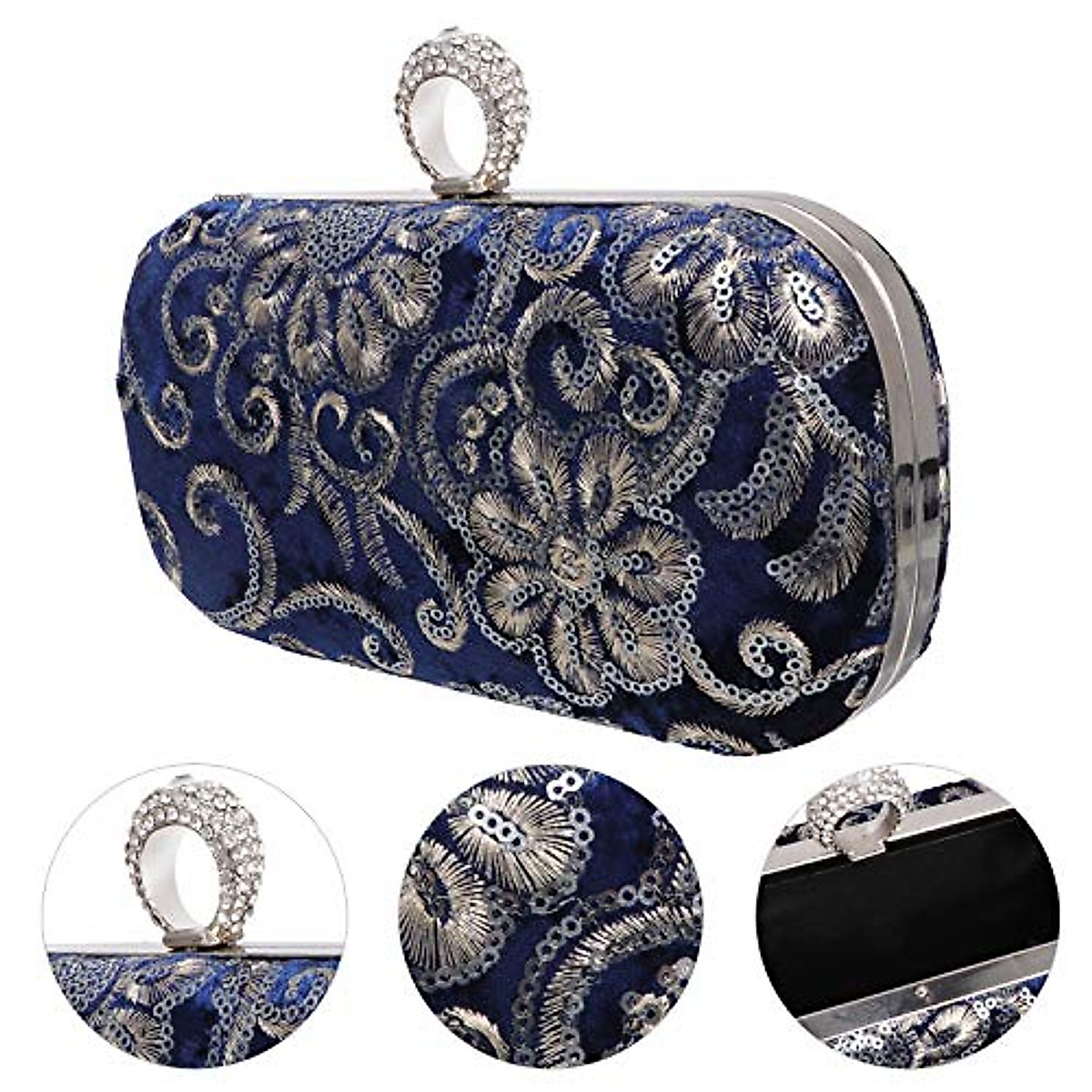ABOOFAN Fashion Handmade Evening Clutch Bag Chic Women Party Wedding Purse Bag Gifts for Women Blue