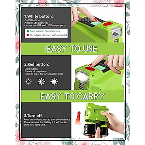 TPDL Portable Power Inverter Generator 150 Watt for Ryobi 18V Battery - Invert DC 18V to AC 110~120V Outlet with Dual USB 5V 2.4A Ports & LED Light - Modified Sine Wave Mobile Power Supply