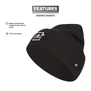 adidas Women's Wide Cuff Tall Fit Beanie, Cuffed Slouchy Acrylic Knit Cap/hat for Winter, Black/White, One Size