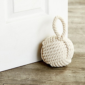 Decorative Weighted Door Stop with Handle, Nautical Knot Rope for Floor, 3.5 lbs (6 x 12.5 In)