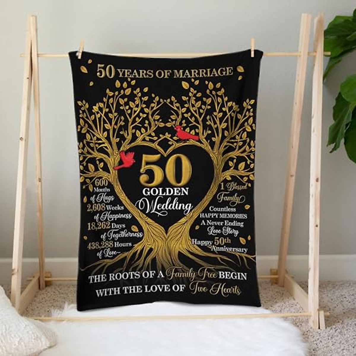 MUCHNEE 50th Anniversary Blanket Gifts, Gift for 50th Wedding Anniversary, 50 Golden Wedding Anniversary Couple Gifts for Husband Wife Dad Mom Grandparents Blanket Throws 60"x50", 50 Years of Marriage