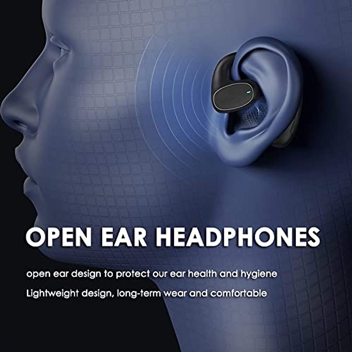 Open Ear Headphones Wireless Bluetooth Running Earbuds with Earhooks Air Conduction Headphones Waterproof Over The Ear Wireless Earbuds for Gym Cycling Workout Sport Open Ear Earbuds with Ear Hook