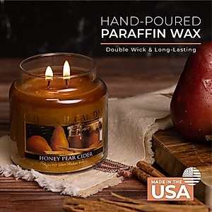 A Cheerful Giver - Honey Pear Cider Scented Glass Jar Candle (16 oz) with Lid & True to Life Fragrance Made in USA
