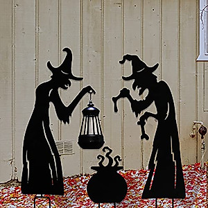 Kurala Halloween Solar Light Outdoor, Witch Shaped 3 Pack Retro Warm White LED Lights Waterproof, Stake Lights for Walkway, Yard, Lawn, Patio, Porch, Garden Decoration.