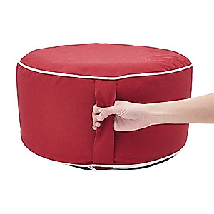 SARO LIFESTYLE Outdoor Collection Simply Solid Ottoman/PU906.R, 21" x 9", Red