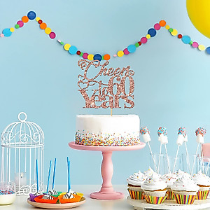 WeBenison Cheers to 60 Years Cake Topper/Happy 60th Birthday Cake Decorations/Happy 60th Anniversary Party Supplies Rose Gold Glitter