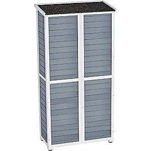 GDLF Outdoor Storage Cabinet Wood & Metal Garden Shed with Waterproof Roof and Sturdy Lockable Doors 66"