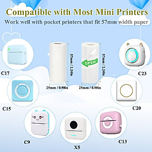 Vicbear 16 Rolls Mini Thermal Printer Paper, Including 6 Rolls Thermal Sticker Paper & 10 Rolls Thermal Plain Paper for Mini Portable Printers, 57X25 mm, Suitable for Various Inkless Sticker Printers