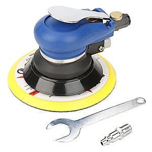 Air Random Orbital Palm Sander AT-980 5"/6" Heavy Duty Round Professional Pneumatic Orbit Polisher Palm Sander Hand Sanding Tool 10000rpm with Air Inlet Connector (6 Inch)