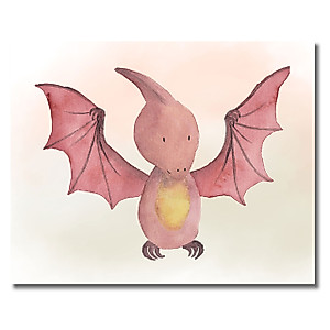 Dinosaur Watercolor Prints - Cute Wall Art for Kids, Boys or Girls Bedroom, Dinosaur Poster Set for Playroom or Nursery, Fun Dino Art for Children's Room - Unframed Set of 6 (8x10")