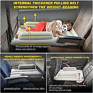 HATAK Toddler Airplane Bed, Multifunction Travel Toddler Plane Bed, Inflatable Bed for Airplane Kids, Suitable for Airplane, Car, High-Speed Rail, Necessary Airplane Bed for Toddler for Travel (Grey)