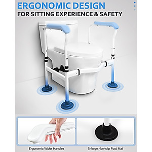 Sangohe Toilet Safety Rails - Toilet Safety Rails for Elderly - Toilet Safety Frame for Elderly, Handicap, or Disabled - Handicap Toilet Seat with Handles - Toilet Bars for Elderly and Disabled, 502D