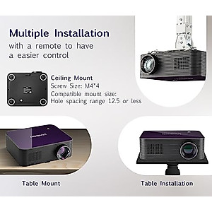 UVISION Native 1080P Full HD Wireless Projector, Keystone Correction and Dust-Proof Design, Home Theater & Office Projector, Compatible: Roku, FireTV, Laptop, Phone, Tablets, PS5