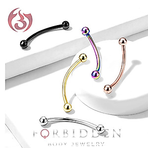 Forbidden Body Jewelry Snake Eyes Piercing Jewelry Tongue, Conch, Belly Button or Eyebrow Rings for Women & Men - 16g Curved Barbell 3mm Solid Ball Ends Surgical Steel Piercing Silver (1 Pc - 5/8")