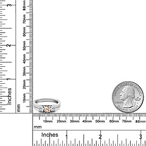 Gem Stone King 925 Sterling Silver Peach Morganite and White Topaz Ring For Women (1.06 Ct Round, Available in size 5, 6, 7, 8, 9)