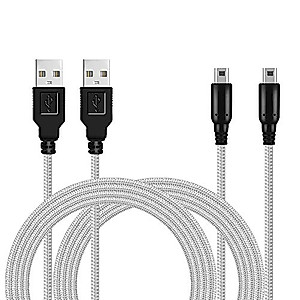 BATSOEASY 2 Pack 5ft 3DS/ 2DS USB Charger Cable, Nylon Braided Power Charging Cord Cable Compatible with Nintendo New 3DS XL/New 3DS/ 3DS XL/ 3DS/ New 2DS XL/New 2DS/ 2DS XL/ 2DS/ DSi/DSi XL