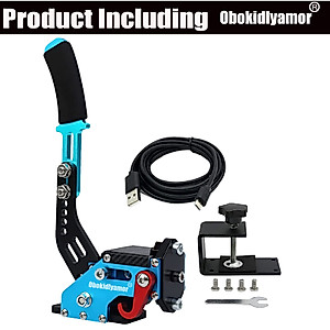 Obokidly Upgrade 2-IN-1 USB Handbrake Support G920 Compatible with XBOX ONE S/X + PC For Simracing Game Sim Rig With Stainless Steel Fixed Plate (Blue-3)