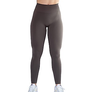 Seamless Scrunch Legging Women Yoga Pants 7/8 Tummy Control Workout Running for Fitness Sport Active Legging-25''（M,Chestnut Brown