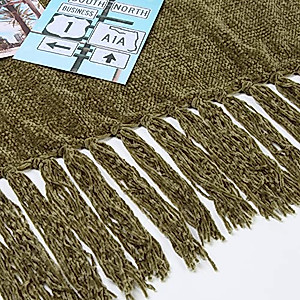 Vhorate Throw Blanket for Couch Sofa Bed Chair, 50in x 60in Soft Cozy Chenille Living Room Blanket with Tassel, Comfy All Seasons Suitable for Women Men and Kids