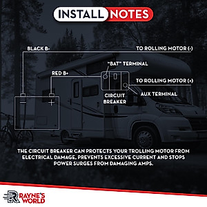 Rayne's World 150 Amp 12V-48V DC Waterproof Circuit Breaker Manual Reset - Great for Car Stereo, Solar Power Systems, Automotive, ATV, Marine, Boat Trolling Motors