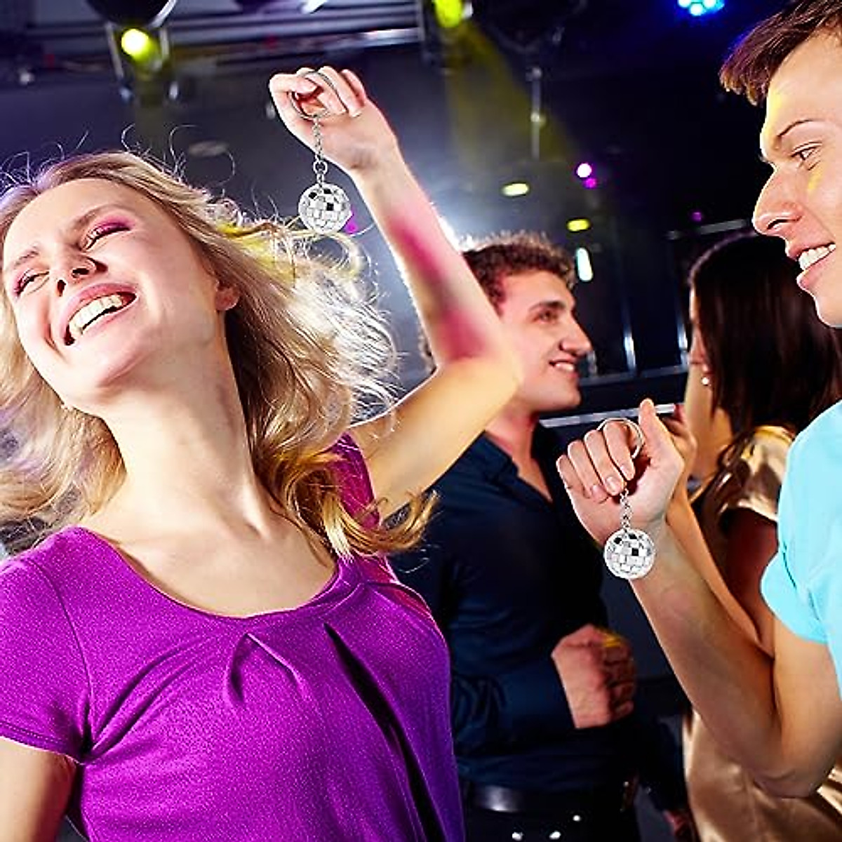 Disco Ball Keychain, 12 Pieces Disco Ball Party Favors Keychain 70s Disco Keychain Silver Mirror Ball Keychain Ball Party Supplies 1970s Party Favors Set for Halloween Christmas Party Decorations