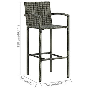Bar Stools 2 pcs Gray Poly Rattan