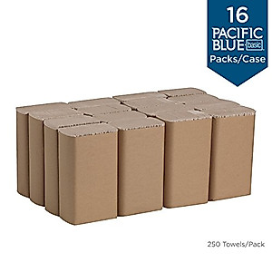 Pacific Blue Basic Recycled Multifold Paper Towels (Previously Branded Envision) by GP PRO (Georgia-Pacific) Brown 23304 250 Towels Per Pack 16 Packs Per Case
