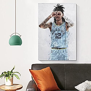 FANCHUANG Ja Morant Poster Paper Dunk for Wall Decor Boys Bedroom Canvas Wall Poster Signed Inspirational Posters Unframe-style 12x18inch(30x45cm)