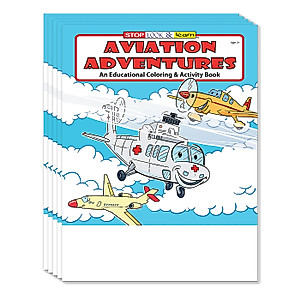 ZOCO - Aviation Adventures and Flying - Educational Coloring Books (25 Bulk Pack, Without Crayons) - Airplanes, Pilots, Airlines Handout - Games, Puzzles, Fun Activities for Kids
