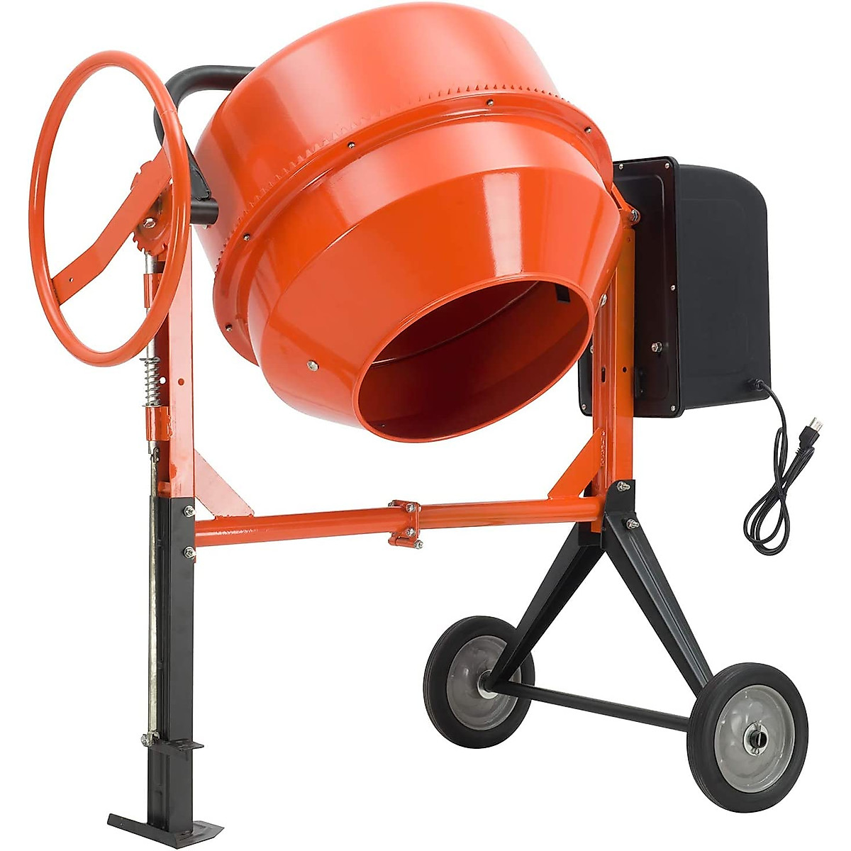 TABU 5 Cu Ft Electric Concrete Cement Mixer, 4/5HP Mortar Mixing for Stucco/Seeds, Portable Wheelbarrow Machine(Orange)