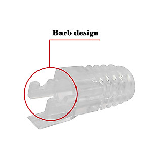 GELRHONR 100 Pcs RJ45 CAT6 Strain Relief Boots Connector for Standard CAT6 CAT6A Ethernet Cable LAN Cable Connector Boot Cover for Various Diameter LAN Cable-Clear