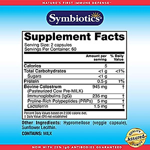 Symbiotics Colostrum Capsules Plus, Supports Healthy Immune Response (120 Capsules)