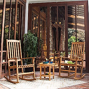 Cambridge Casual Bentley Outdoor Porch Rocking Chair for Patio Furniture, Teak Wood
