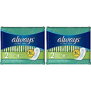 Always Ultra Thin Long Super Pads, 20 Count, (Pack of 2)