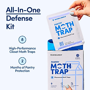 Shieldeck Pantry Moth Traps with Pheromones Prime (8-Pack), Pantry Moth Killer Indoor, Pantry Moth Trap, Pheromone Moth Traps for House Pantry, Sticky Glue Traps, How to Get Rid of Moths in House