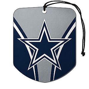 FANMATS 61568 NFL Dallas Cowboys Hanging Car Air Freshener, 2 Pack, Black Ice Scent, Odor Eliminator, Shield Design with Team Logo