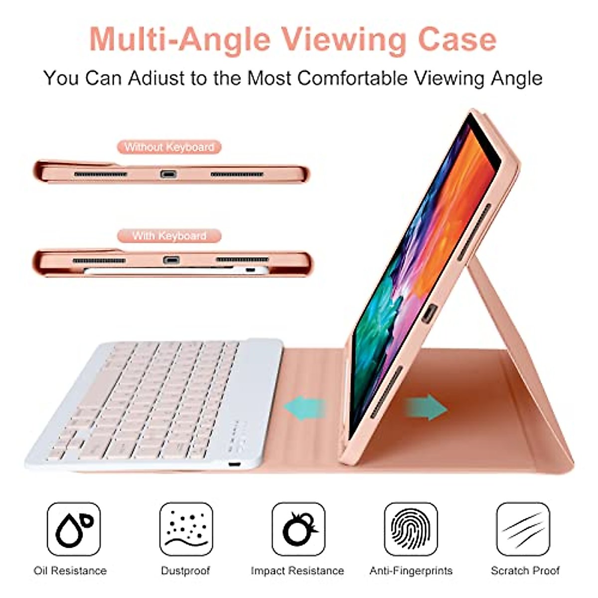 Keyboard Case for New iPad Pro 12.9 inch 2022-6th Generation / 2021-5th / 2020-4th / 2018-3rd Gen, Smart Magic Keyboard - Wireless Detachable - with Pencil Holder -iPad Pro 12.9 Case with Keyboard