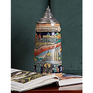 HAUCOZE Beer Stein Mug German Landmark Stanley Drinking Mug with Lid for Man 0.6 Liter