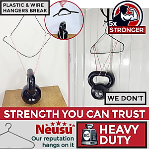 Neusu Heavy Duty Hangers - 5mm Solid Metal, Hold Over 35 Lbs, Extra Strong Coathangers for Heavy Clothes - Hotel Quality (10 Pack)