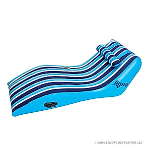 Aqua Ultra-Comfort Floating Pool Chair & Lake Raft with Pillow – 1-Person Heavy Duty Pool Float, Lake Floating Chair – Navy/White Stripe