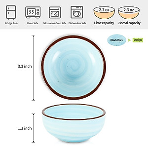 Selamica Ceramic Dipping Bowls, 2.7 Oz Soy Sauce Dish Set, Small Bowls, 3 inch Small Dip Bowls, Mini Bowls for Side Dish, Appetizers, Sushi, BBQ, Ketchup, Set of 6, Gradient Blue