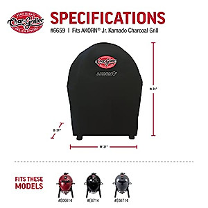 Char-Griller 6659 AKORN Jr. Portable Kamado Charcoal Grill Cover, Black
