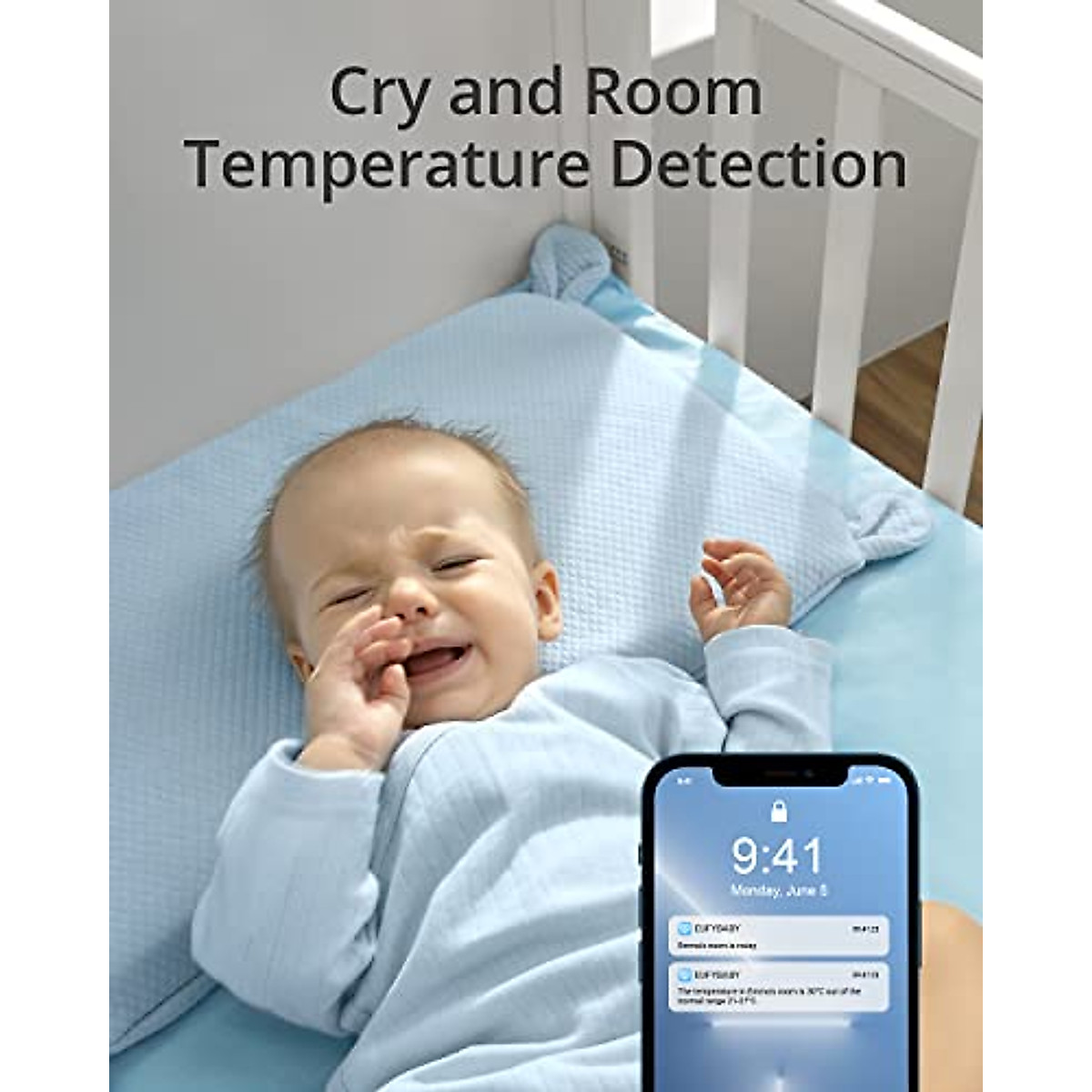 eufy Security Baby Monitor 2 with Wi-Fi, Security Camera, 2K Resolution with Pan & Tilt, AI Cry Detection Night Vision, Sound and Room Temperature Detection, Baby Camera Monitor, Requires 2.4GHz Wi-Fi