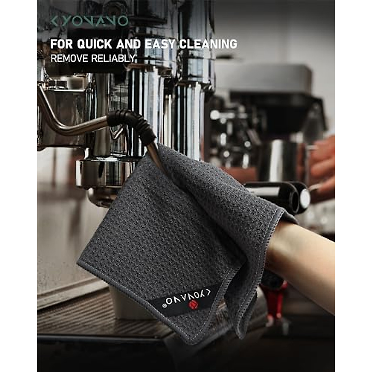 KYONANO Espresso Accessories - Barista Micro Cleaning Towels 4 Pack - Make The Perfect Coffee or Espresso - Coffee Accessories for Barista to Clean Steam Wand Coffee or Espresso Machine(12''x12'')