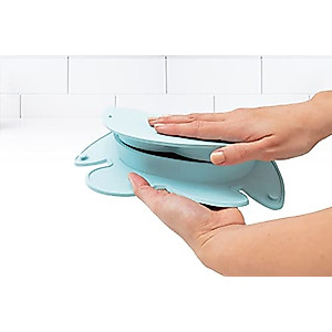 Fold-N-Go Baby Plates & Toddler Plates | Foldable for easy carry | 100% Food Grade Silicone Plate | BPA Free | Baby led weaning plate | Microwave and dishwasher safe (BLUE SKY)